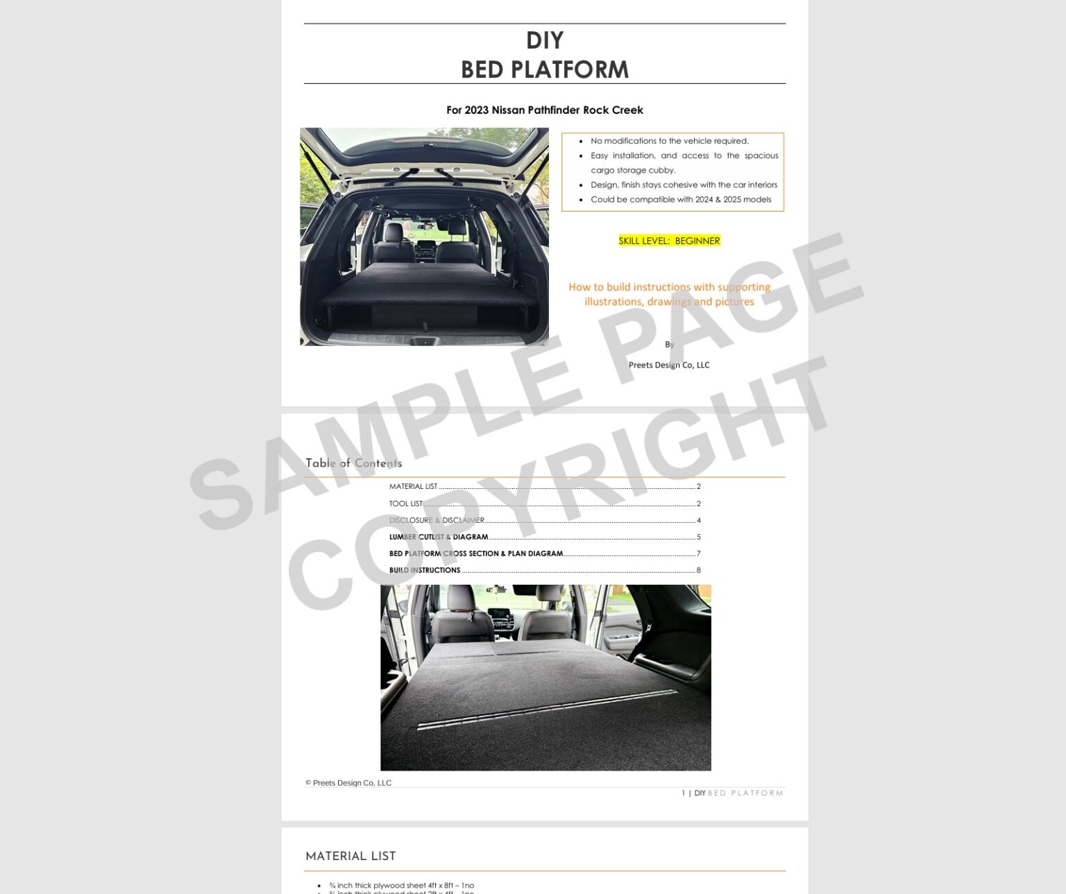 DIY Bed Platform For 2023 Nissan Pathfinder Rock Creek (Digital Build ...